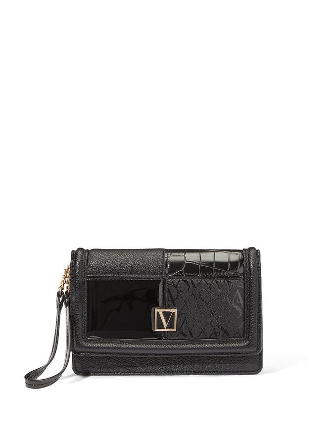 Buy The Victoria Patch Logo Tech Wristlet Black Online - Style ID ...