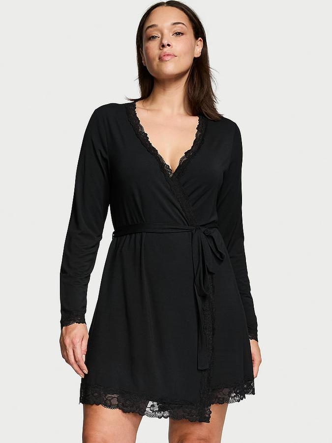 Buy Modal Lace-Trim Robe Online | Victoria's Secret India