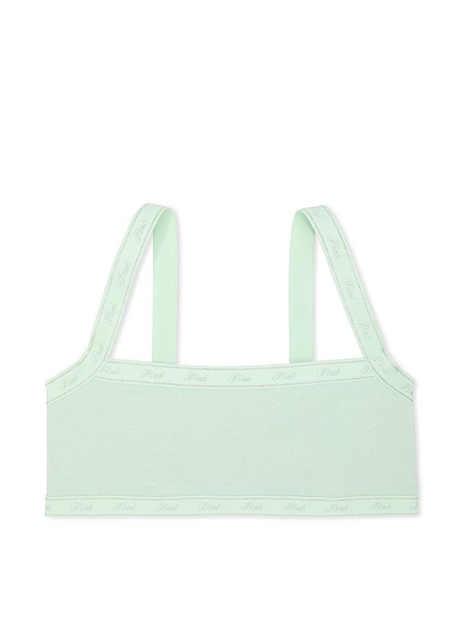 Buy Logo Cotton Shimmer Straight-Neck Bralette Online - Style ID ...